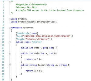 Calling C# Methods from LispWorks Lisp through COM Interface : Rangarajan Krishnamoorthy on ...